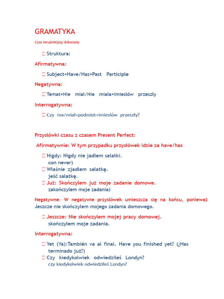 B1 Czas Present Perfect | PDF