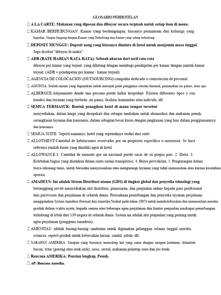 GLOSARI PERHOTELAN.pdf | PDF