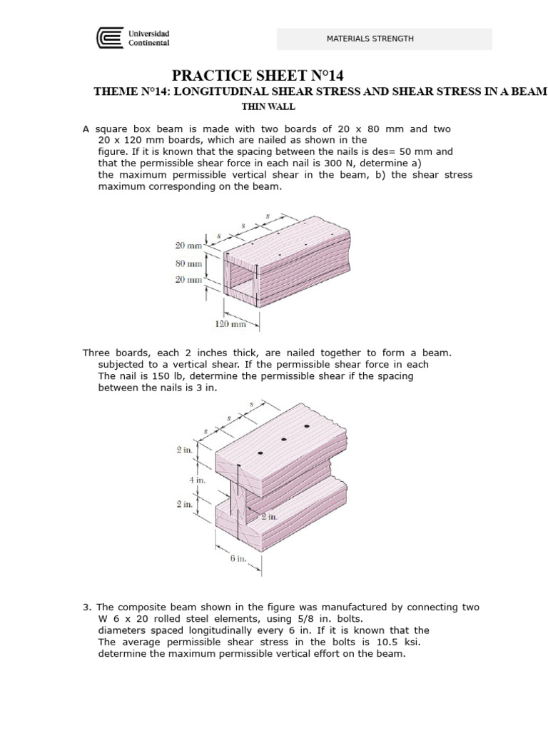 Longitudinal Shear Stress in Beams | PDF | Beam (Structure) | Shear Stress