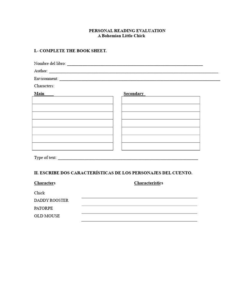 Personal Reading Evaluation: Bohemian Chick | PDF | Chicken