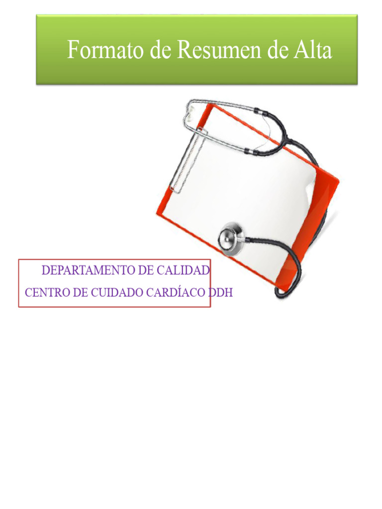 Formato de Resumen de Alta del Paciente | PDF | Medicamentos con receta ...
