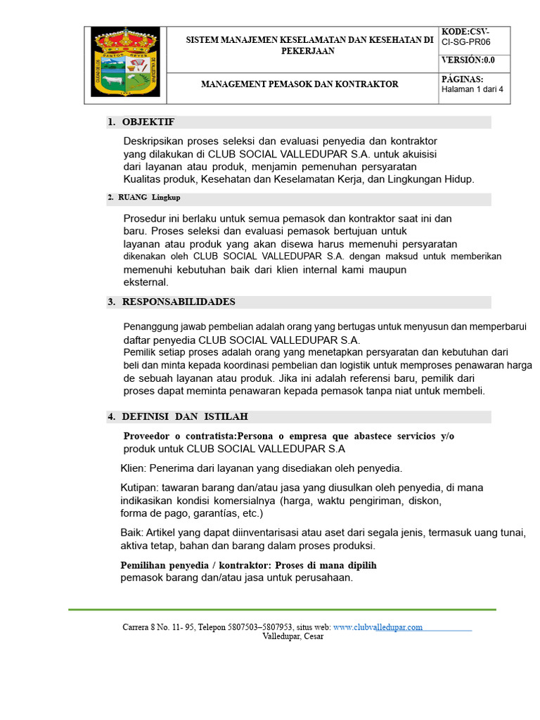 Proses Seleksi Pemasok dan Kontraktor | PDF