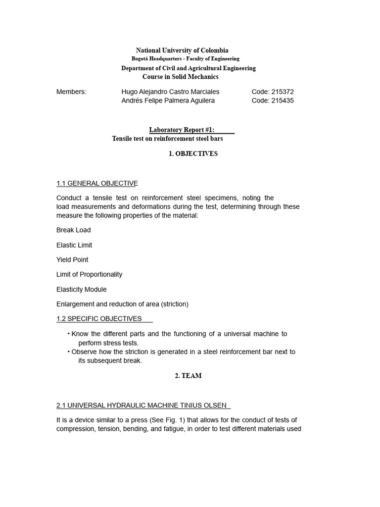 Tensile Test On Steel Reinforcement Bars | PDF | Strength Of Materials ...