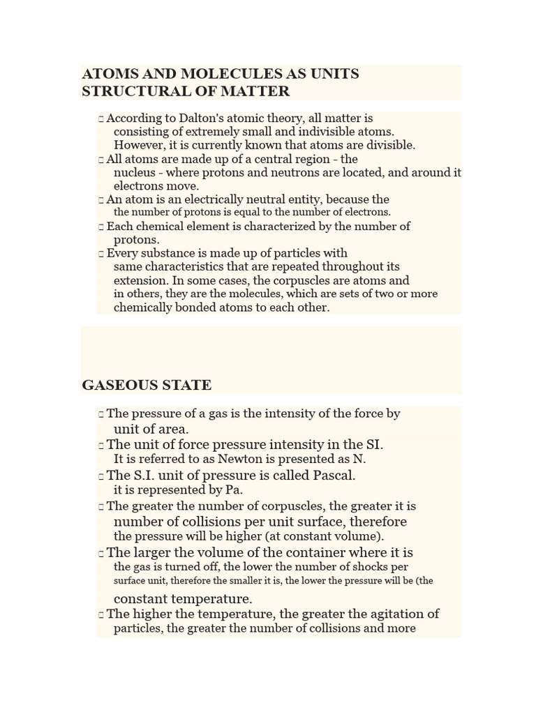 Atoms and Molecules As Structural Units of Matter | PDF | Atoms | Gases