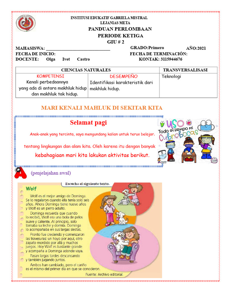 Panduan Kelas 2 Mengenal Lingkungan Saya | PDF