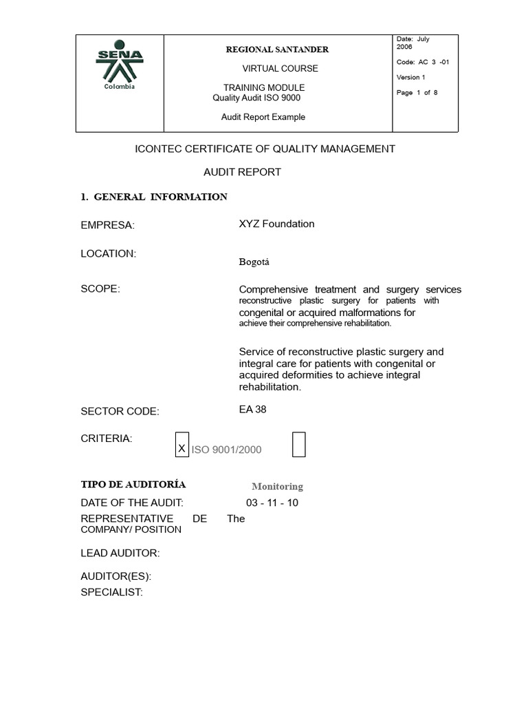 Example Final Audit Report | PDF | Audit | Quality Management
