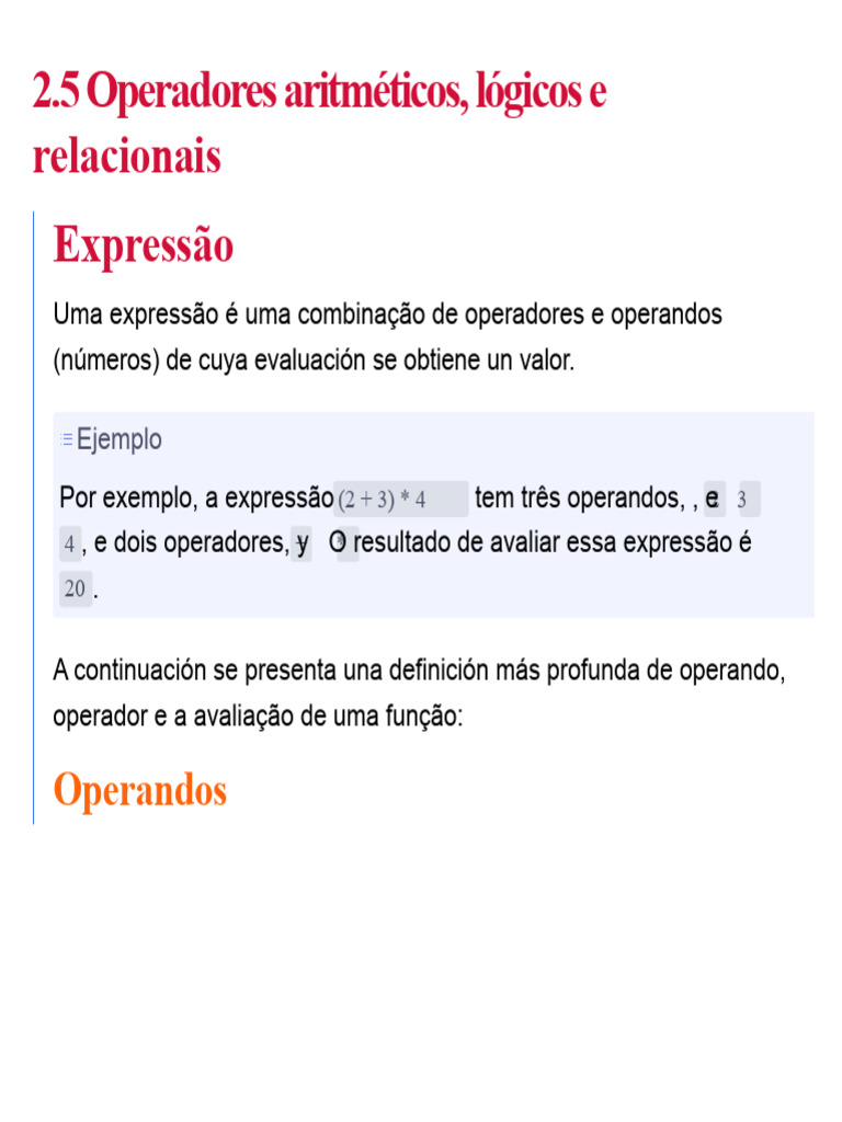 Operadores Aritméticos e Lógicos em Programação | PDF | Matemática | Lógica