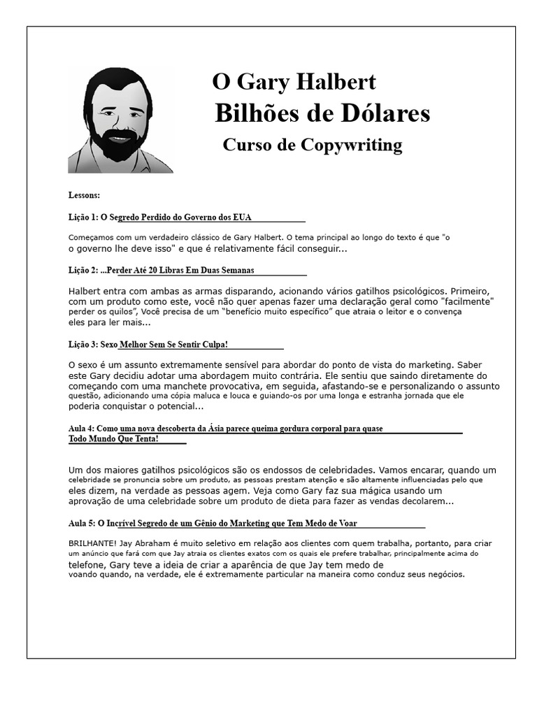 Curso de Copywriting com Gary Halbert | PDF | Publicidade | Marketing