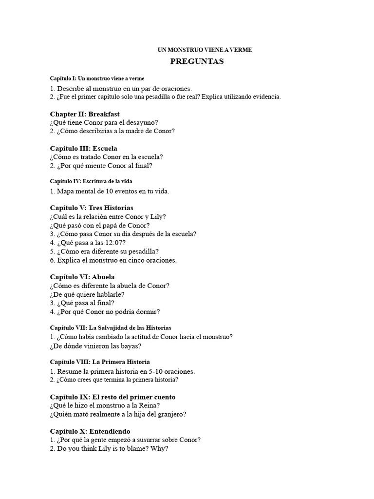 Análisis de "Un monstruo viene a verme" | PDF