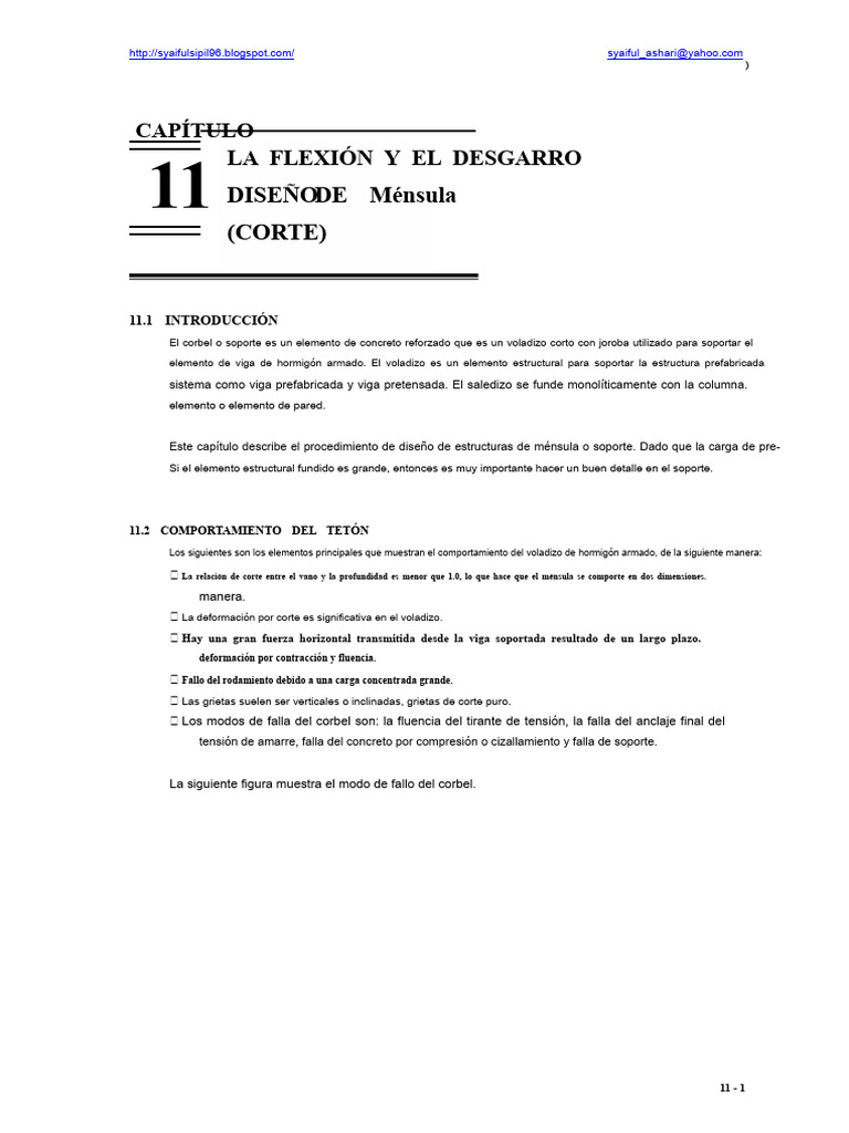 El Diseño de Flexión y Corte Del Soporte de Corbel Según ACI 318 | PDF ...