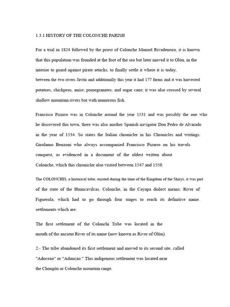 History of The Colonche Parish | PDF