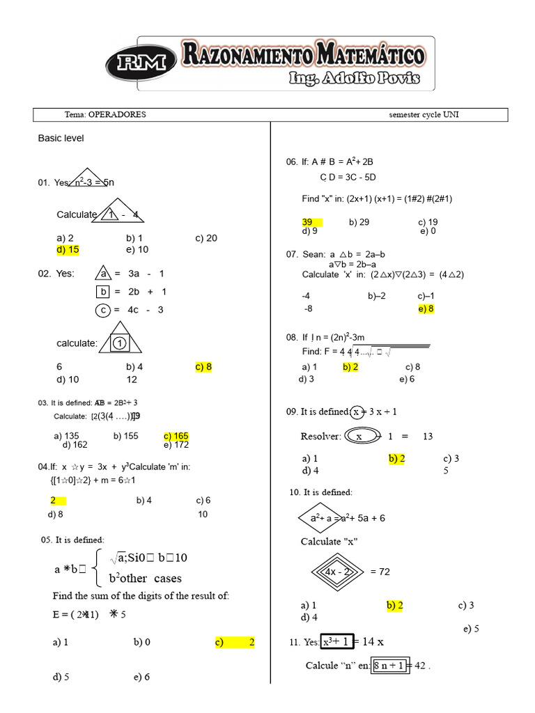 ARBITRARY MATHEMATICAL OPERATIONS | PDF | Mathematical Objects ...