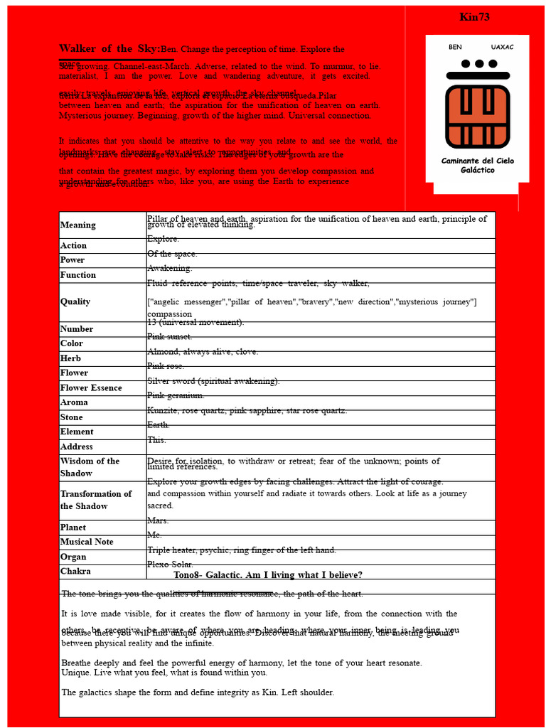 Kin 73 GALACTIC RED WALKER | PDF | Heaven | Spirituality