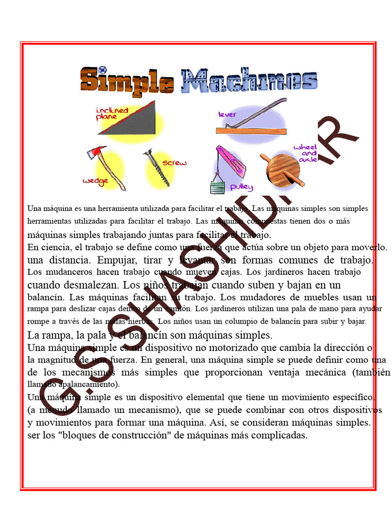 Tipos de Máquinas Simples y su Uso | PDF | Eje | Ingeniería mecánica