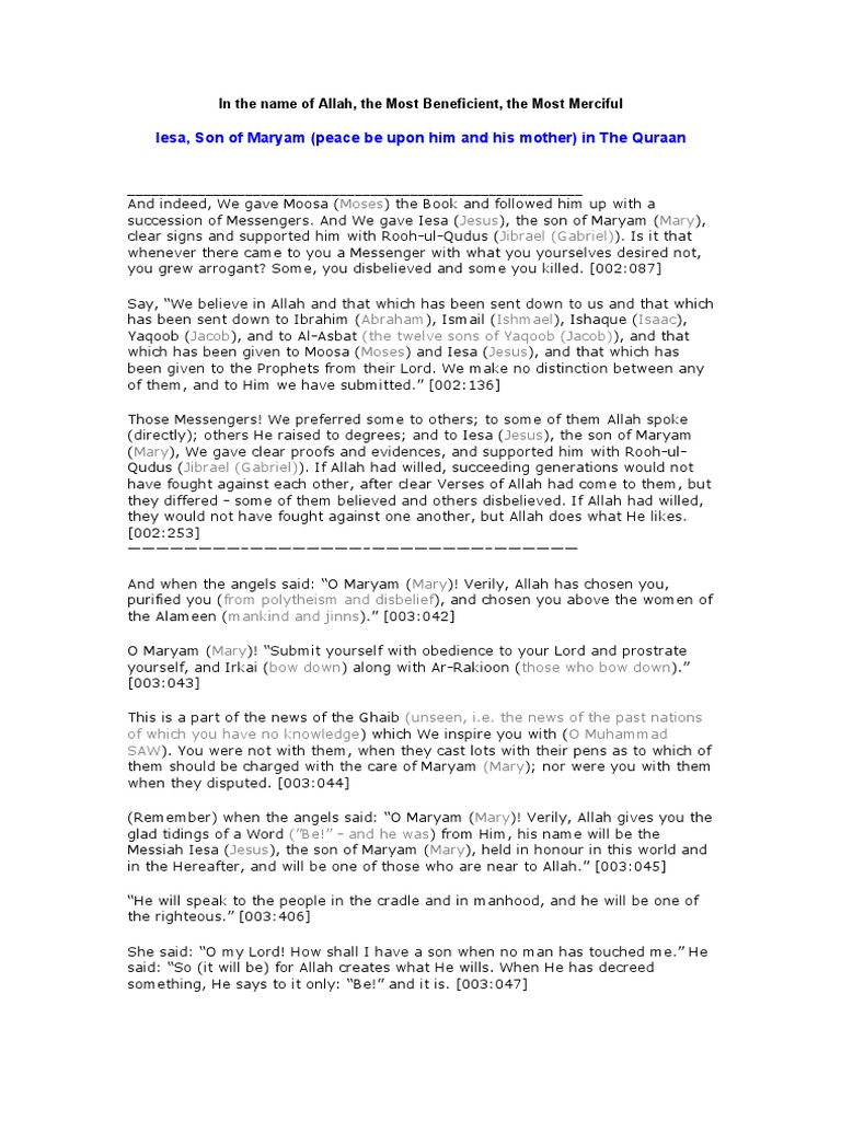 Isa Ibn Maryam | PDF | Jesus In Islam | Prophets And Messengers In Islam