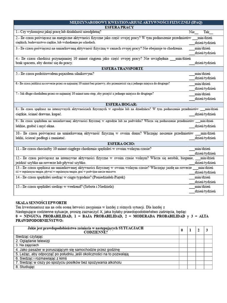 IPAQ I EPWORTH.docx | PDF