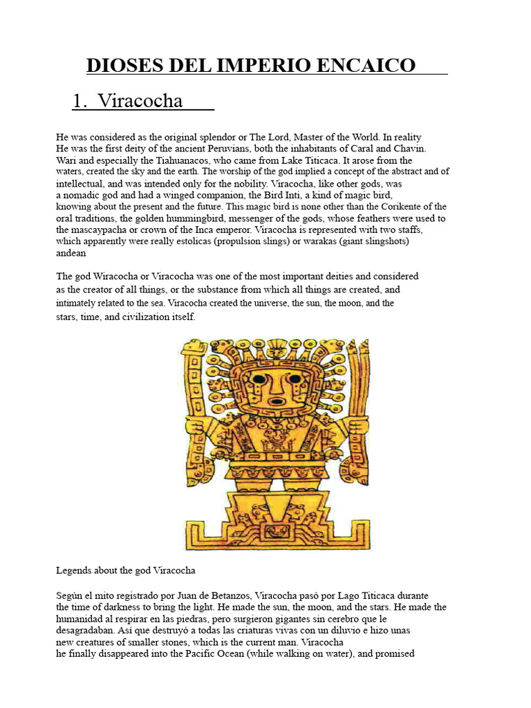 Gods of The Inca and Pre-Inca Era | PDF | Inca Empire