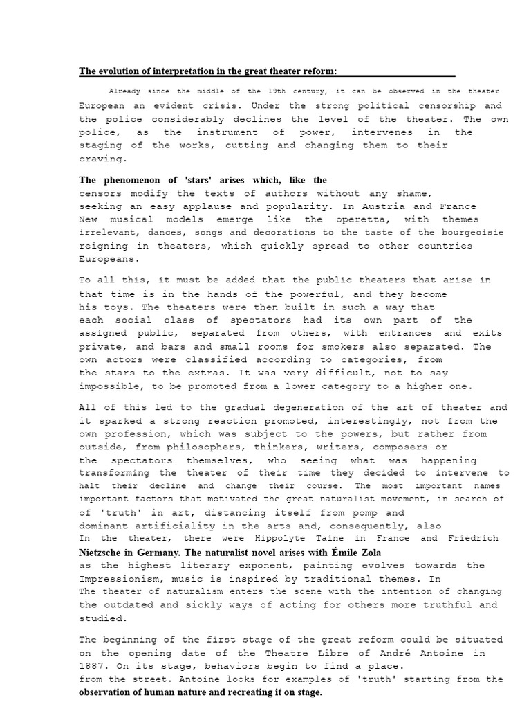 Evolution of Theater Interpretation | PDF | Theatre | Realism (Arts)