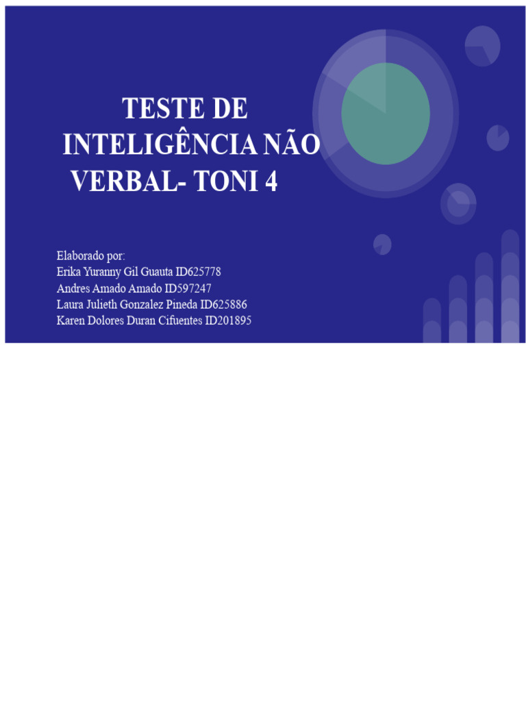 Teste de Inteligência Não Verbal - Toni 4 | PDF | Inteligência ...