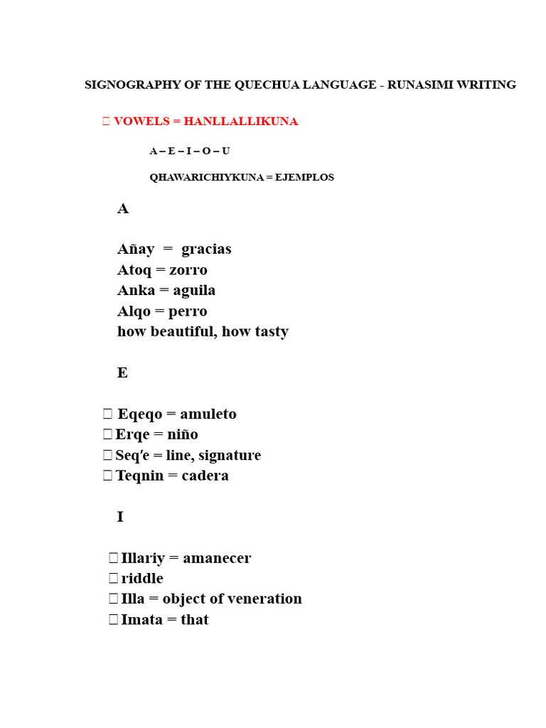 Signography of The Quechua Language | PDF | Phonetics