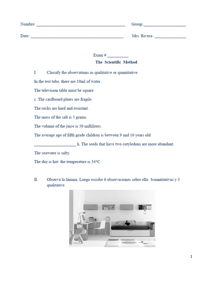 61005148-Exam-scientific-method | PDF | Scientific Method | Experiment