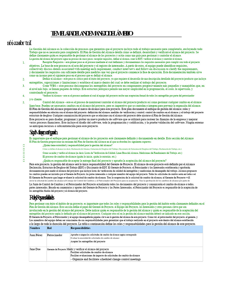 8. Plantilla del Plan de Gestión del Alcance | PDF | Software | Informática