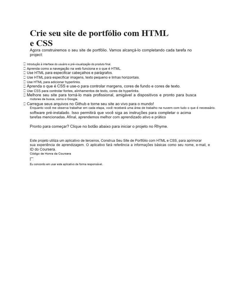 Crie seu Site de Portfólio com HTML e CSS | PDF