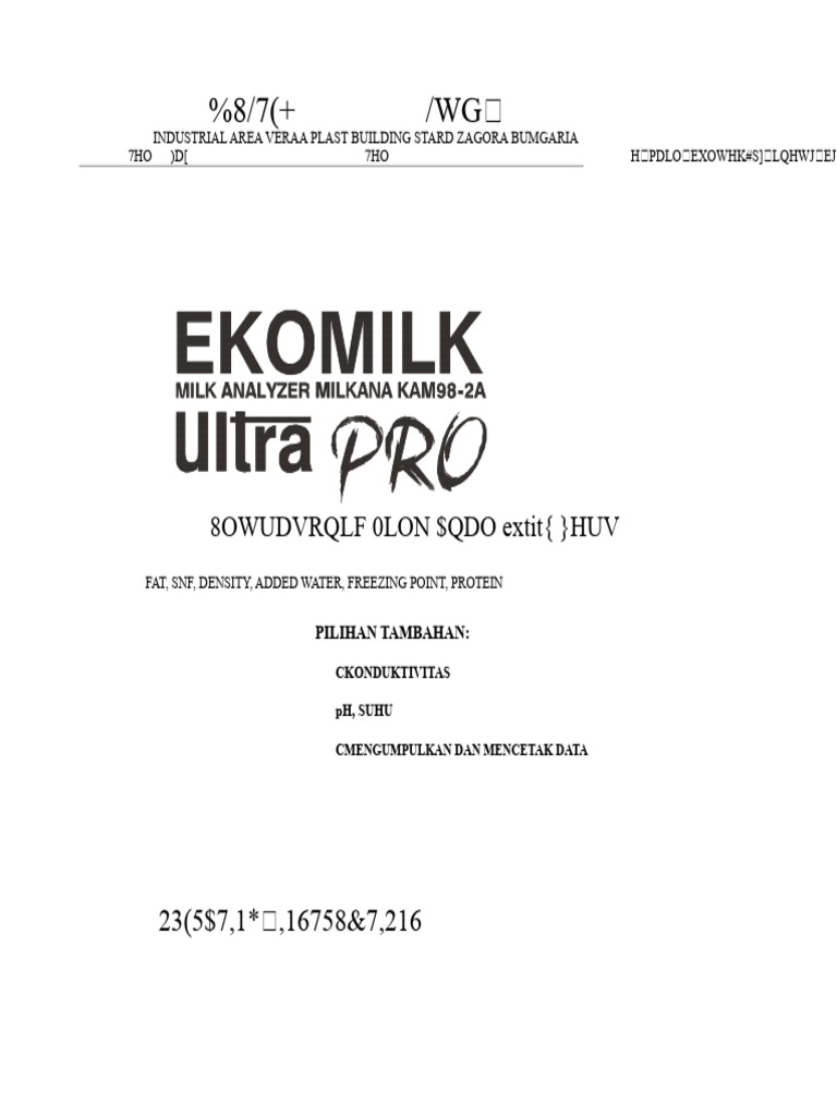 Manual Pengguna Ekomilk Ultra Pro Penganalisis Susu | PDF