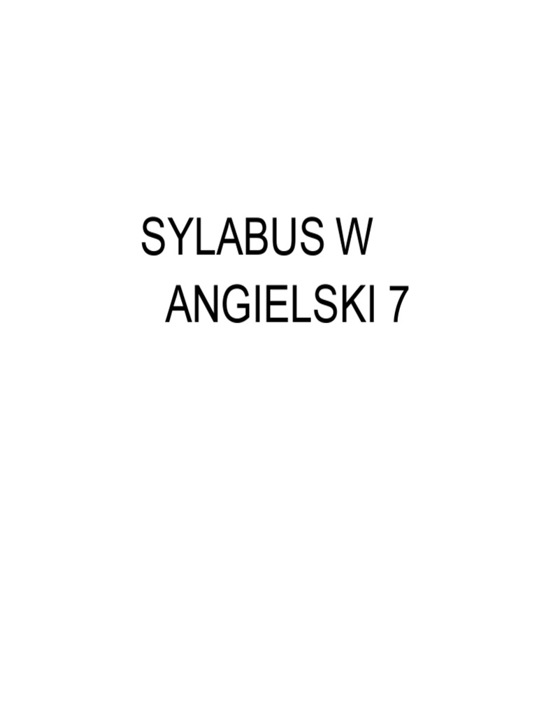 Angielski Klasa 7 Program Nauczania PDF | PDF