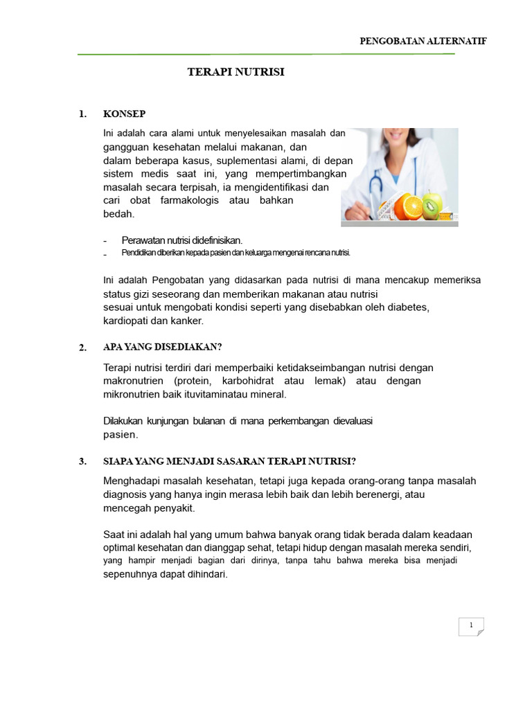 Terapi Nutrisi: Solusi Kesehatan Alami | PDF