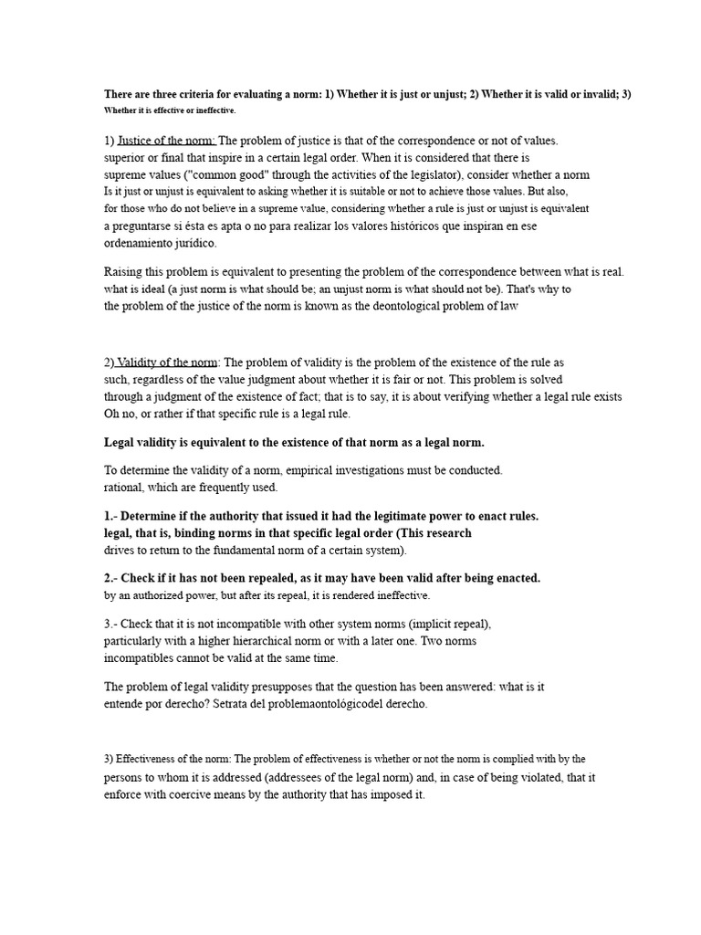 Evaluating Legal Norms: Justice, Validity, Effectiveness | PDF ...