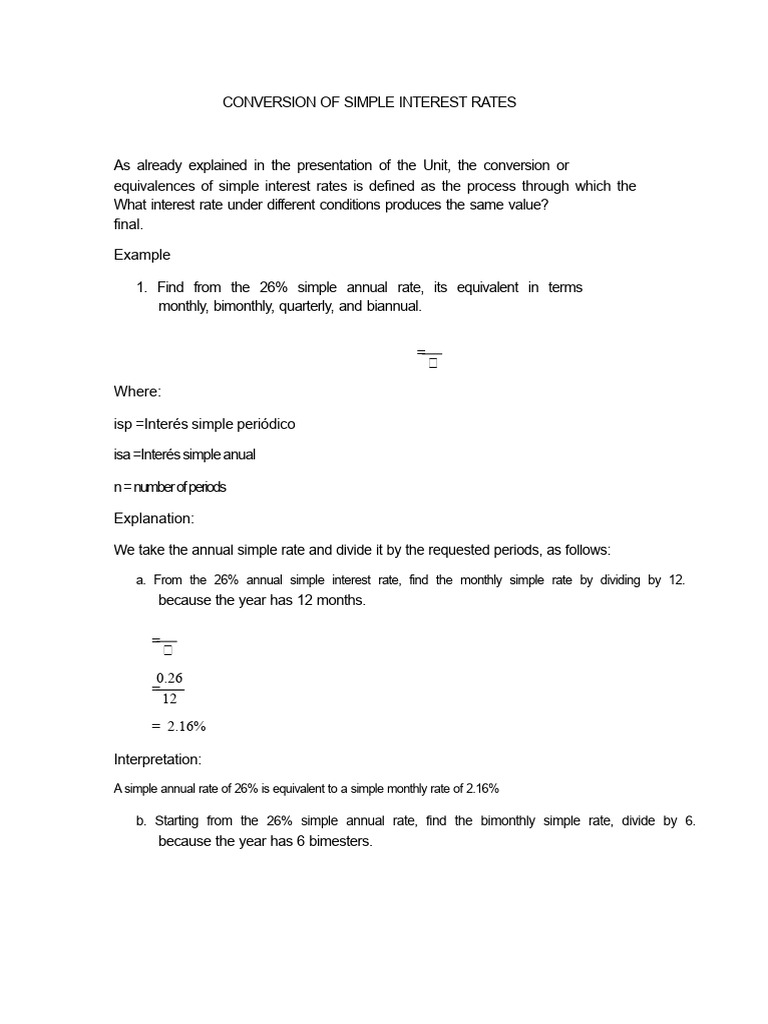 Conversion of Simple Interest Rates | PDF | Interest | Present Value