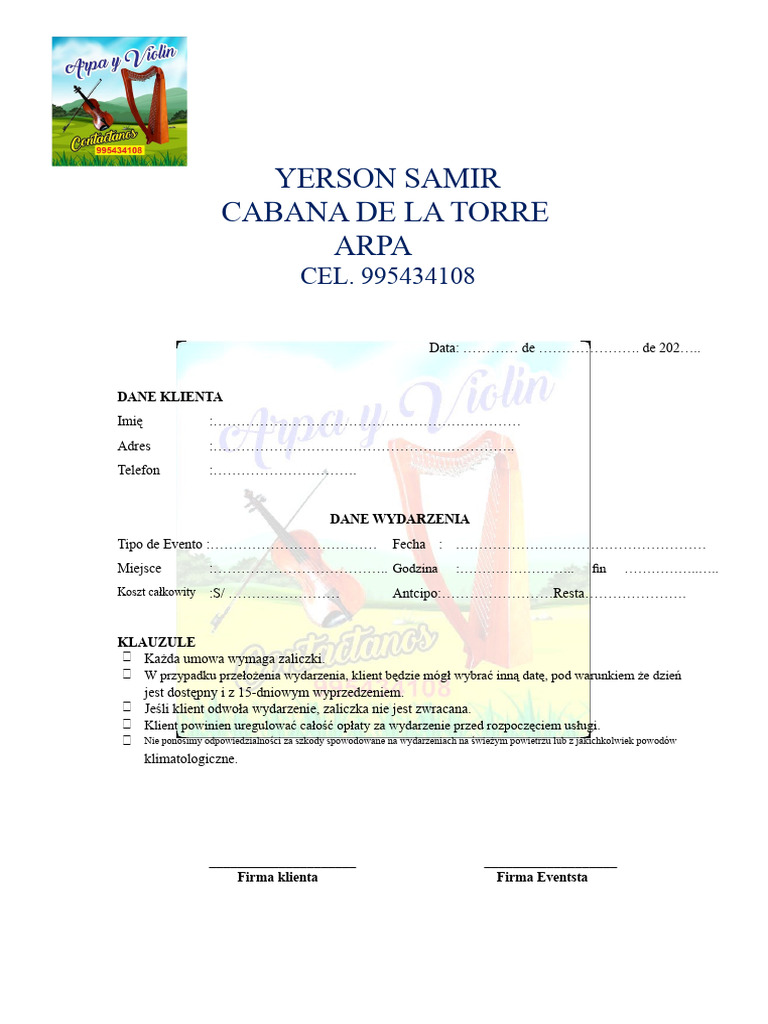 harfa i skrzypce umowa | PDF