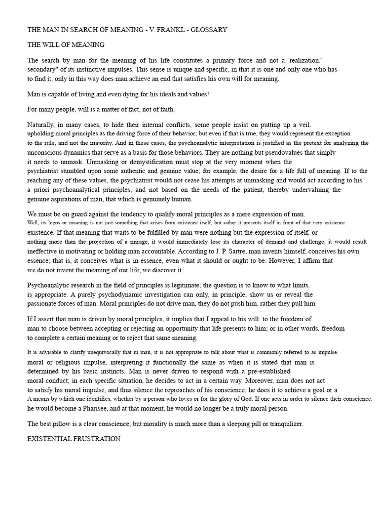 Man's Search For Meaning - Glossary | PDF | Suffering | Love