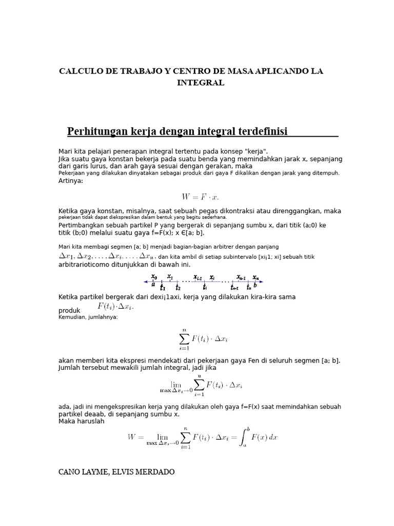 Penerapan Integral dalam Kerja dan Pusat Massa | PDF