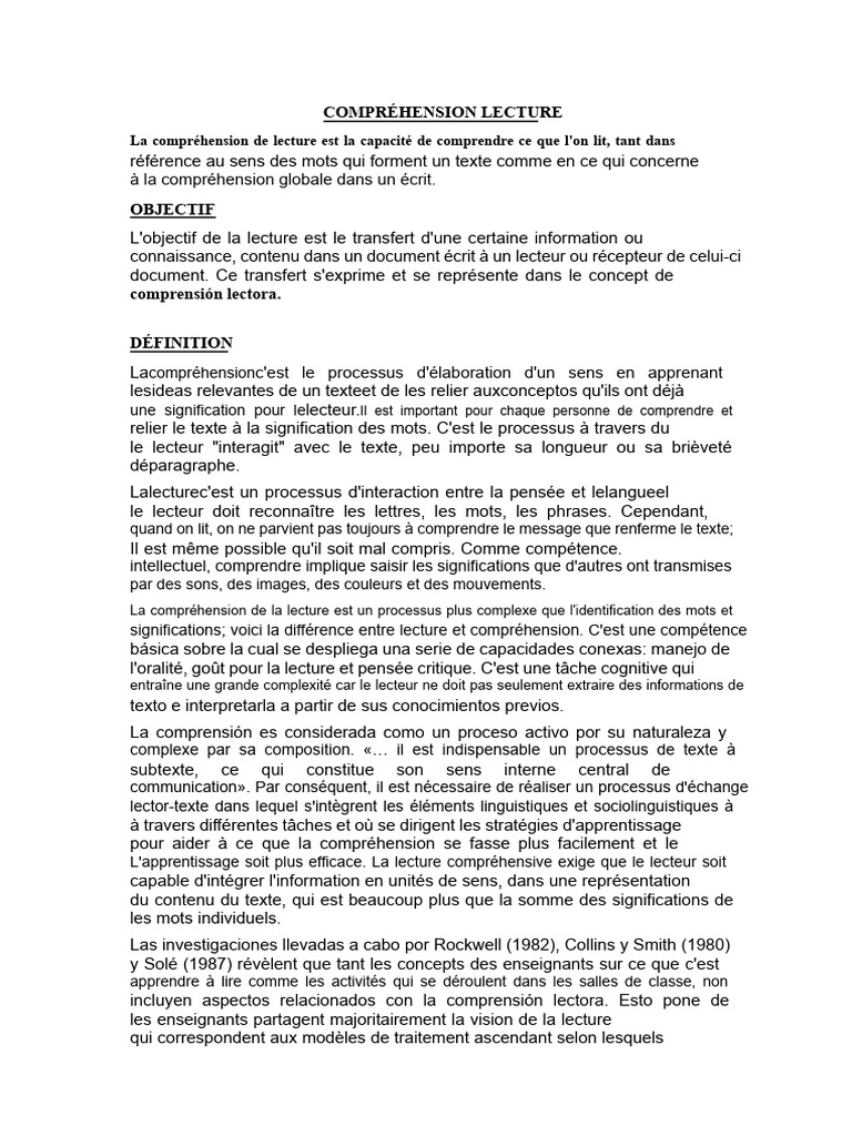 Compréhension de lecture et stratégies | PDF | Psychologie cognitive ...