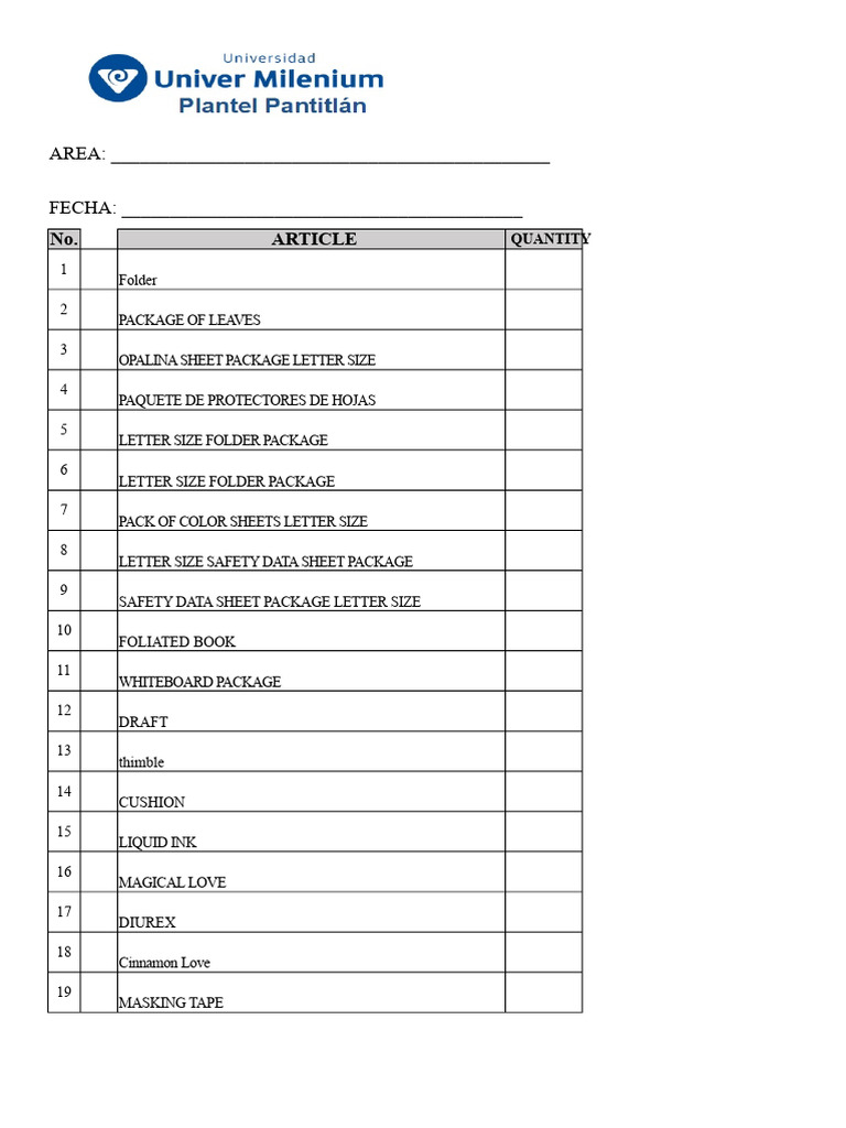 Stationery Delivery Document Template | PDF