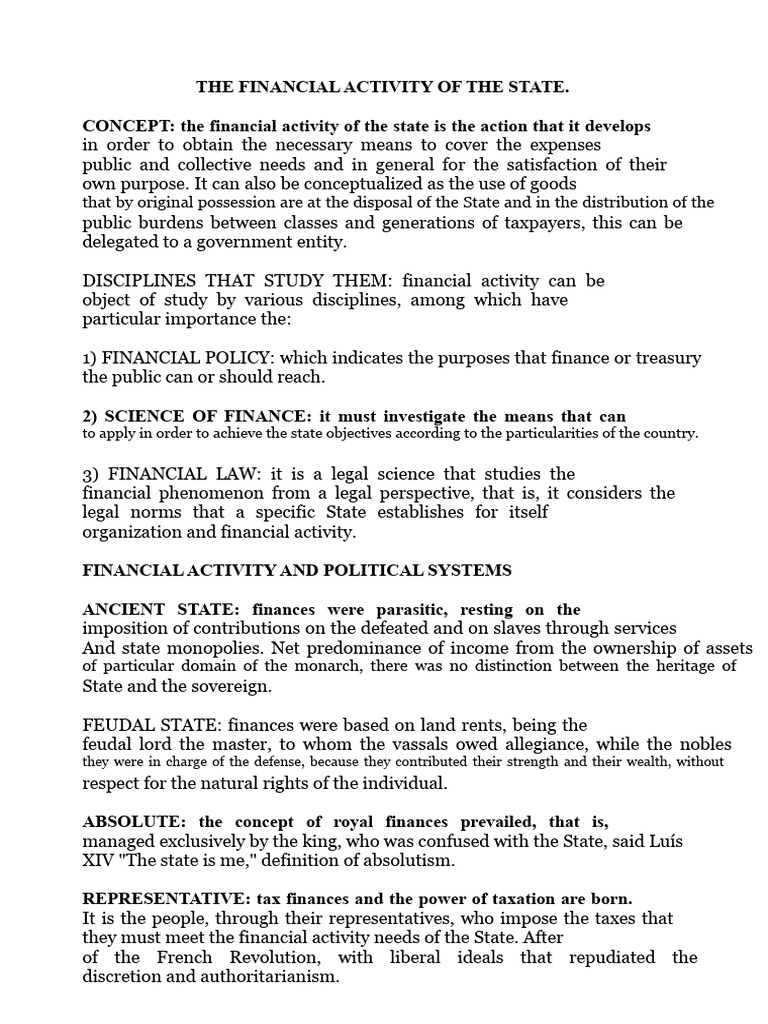 The Financial Activity of The State | PDF | Taxes | State (Polity)