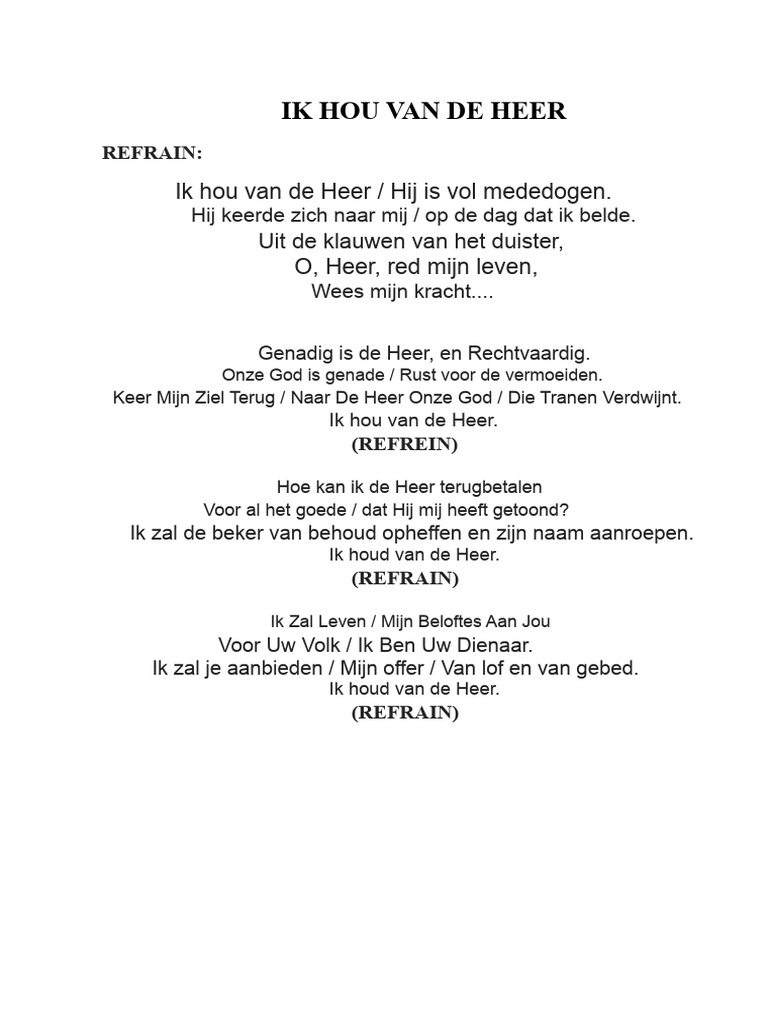 Ik Houd Van de Heer | PDF
