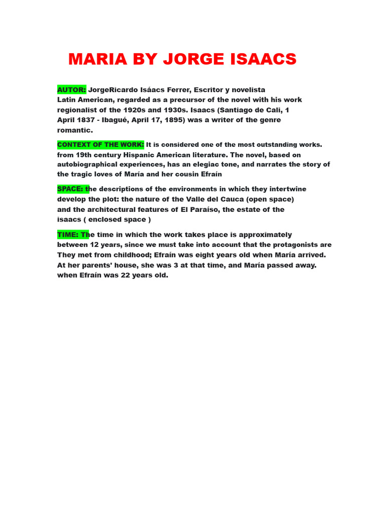 María by Jorge Isaacs | PDF