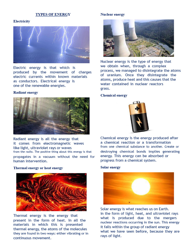 Types of Energy | PDF | Electricity | Potential Energy