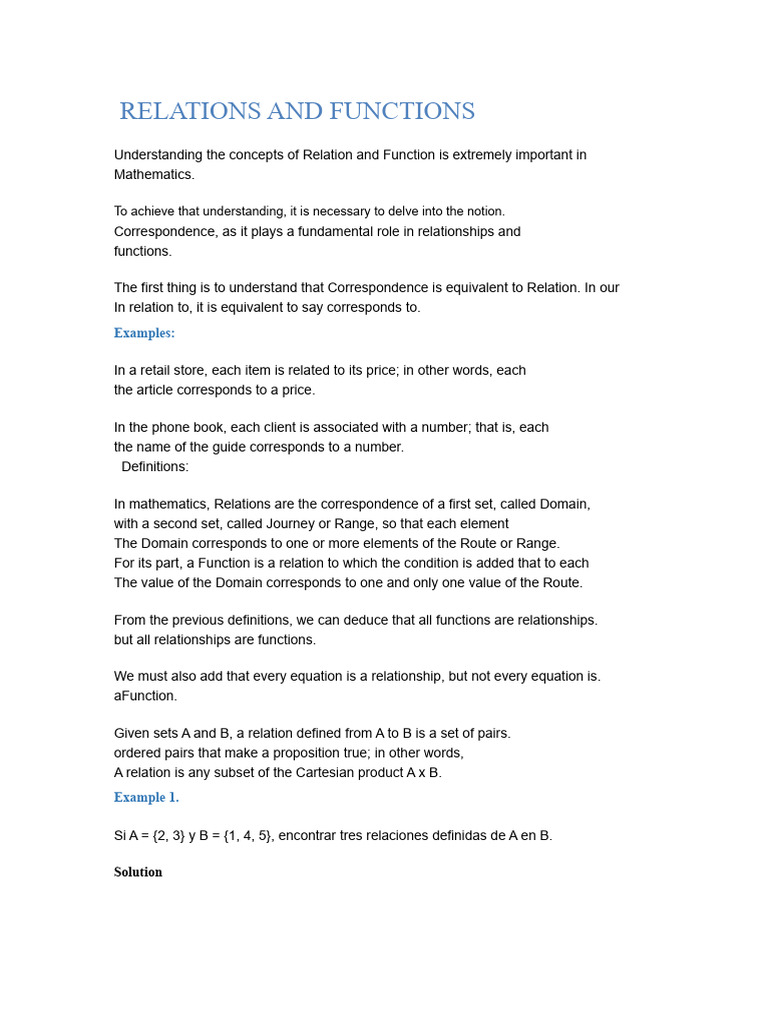 Relations and Functions | PDF | Function (Mathematics) | Functions And ...