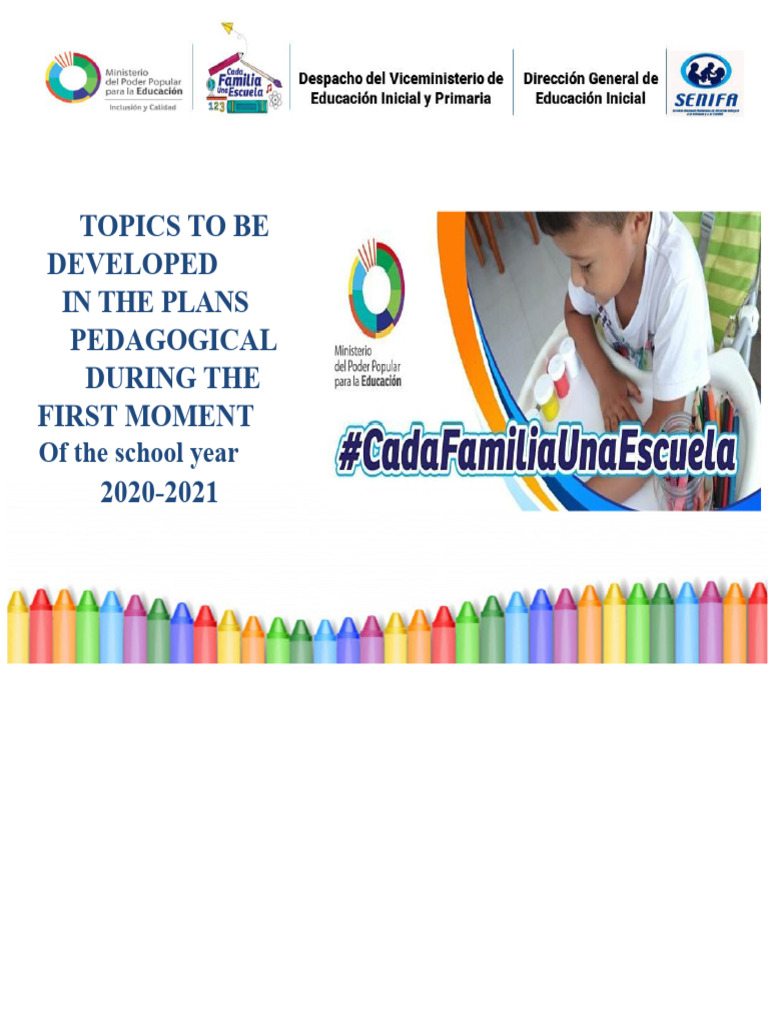 Initial Education Plans 2020-2021 | PDF | Venezuela | Preschool