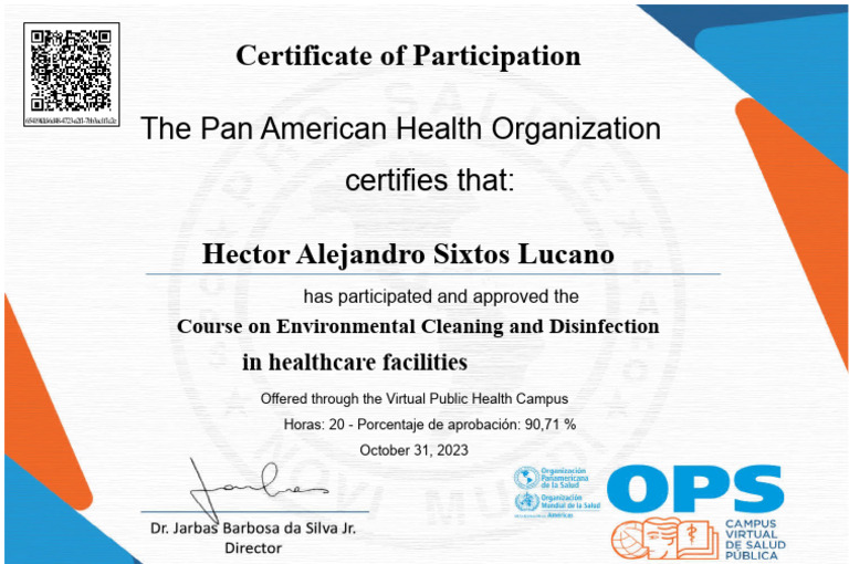 Environmental Cleaning and Disinfection Course in Health Establishments ...