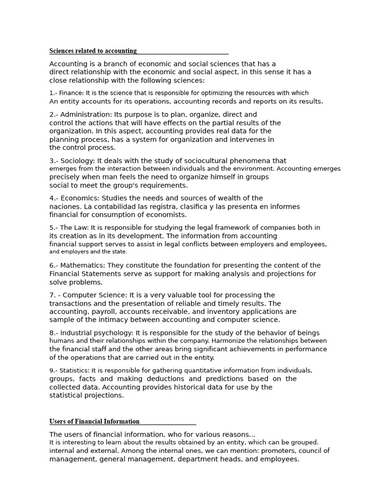 Accounting's Interdisciplinary Sciences | PDF | Accounting | Science