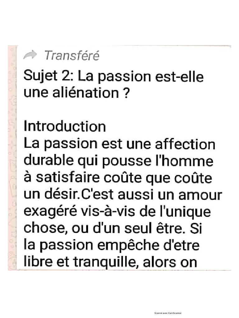 La Passion Est-Elle Une Aliénation | PDF