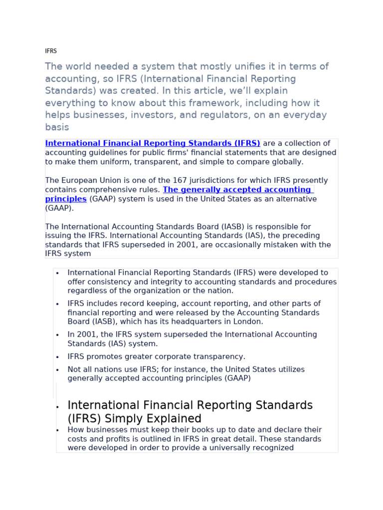IFRS | PDF | International Financial Reporting Standards | Accounting