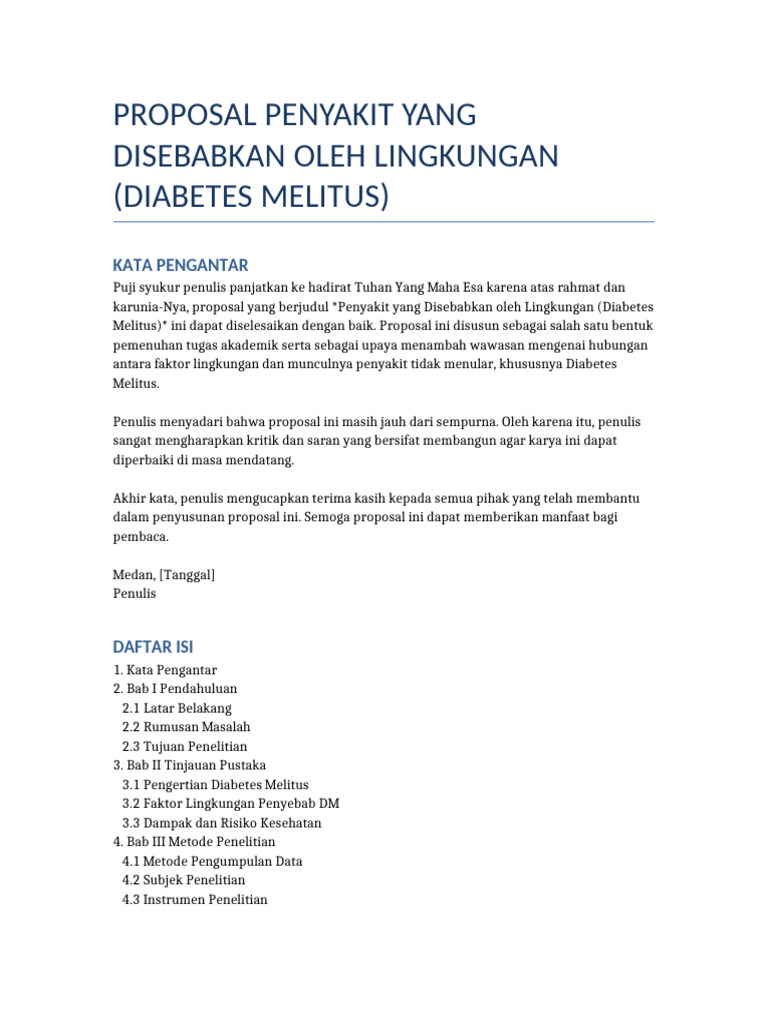 Penyebab Lingkungan Diabetes Melitus | PDF