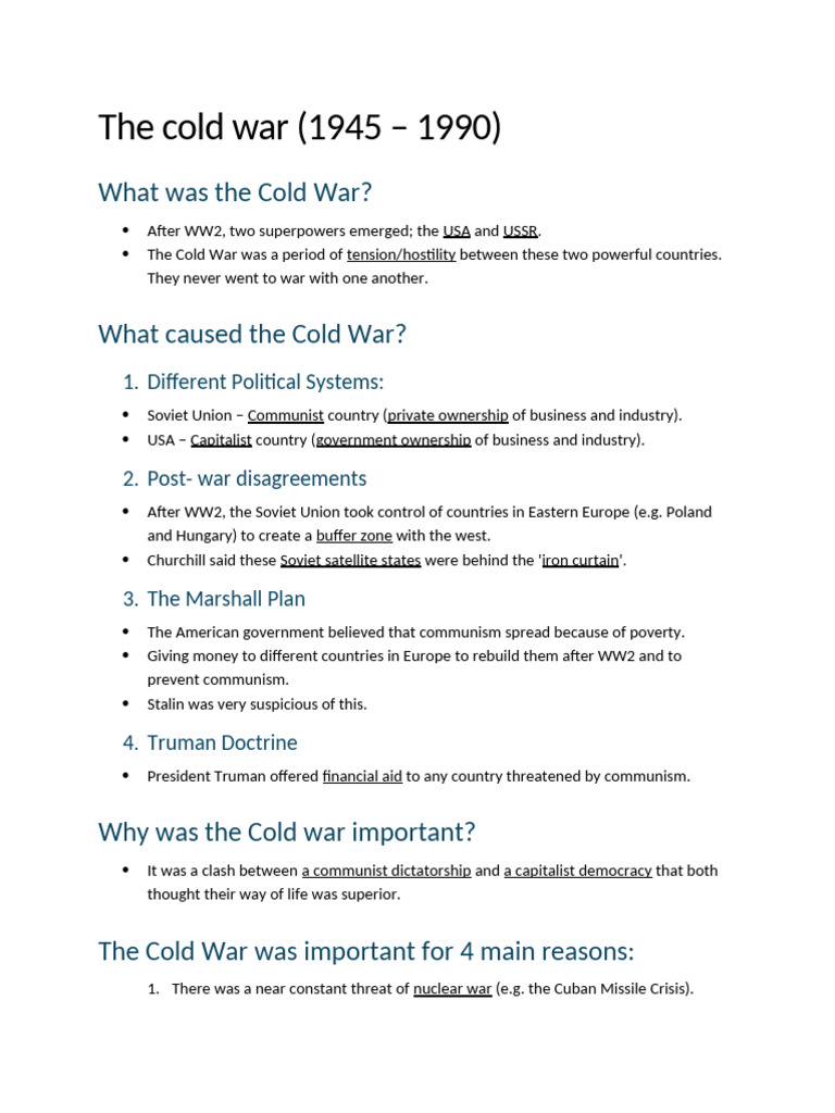 The Cold War 1945 – 1990 | PDF | Cold War | Vietnam War