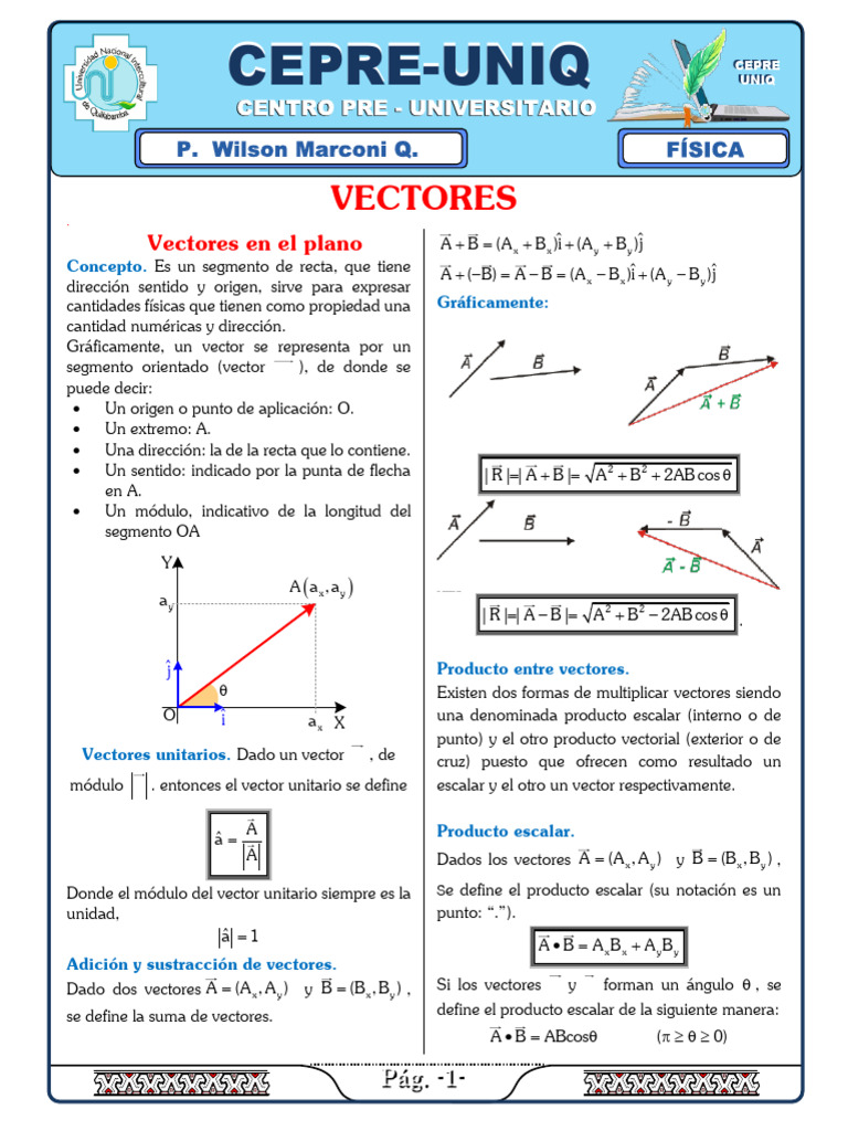 Vectores: Definición y Operaciones | PDF | Vector Euclidiano | Álgebra ...